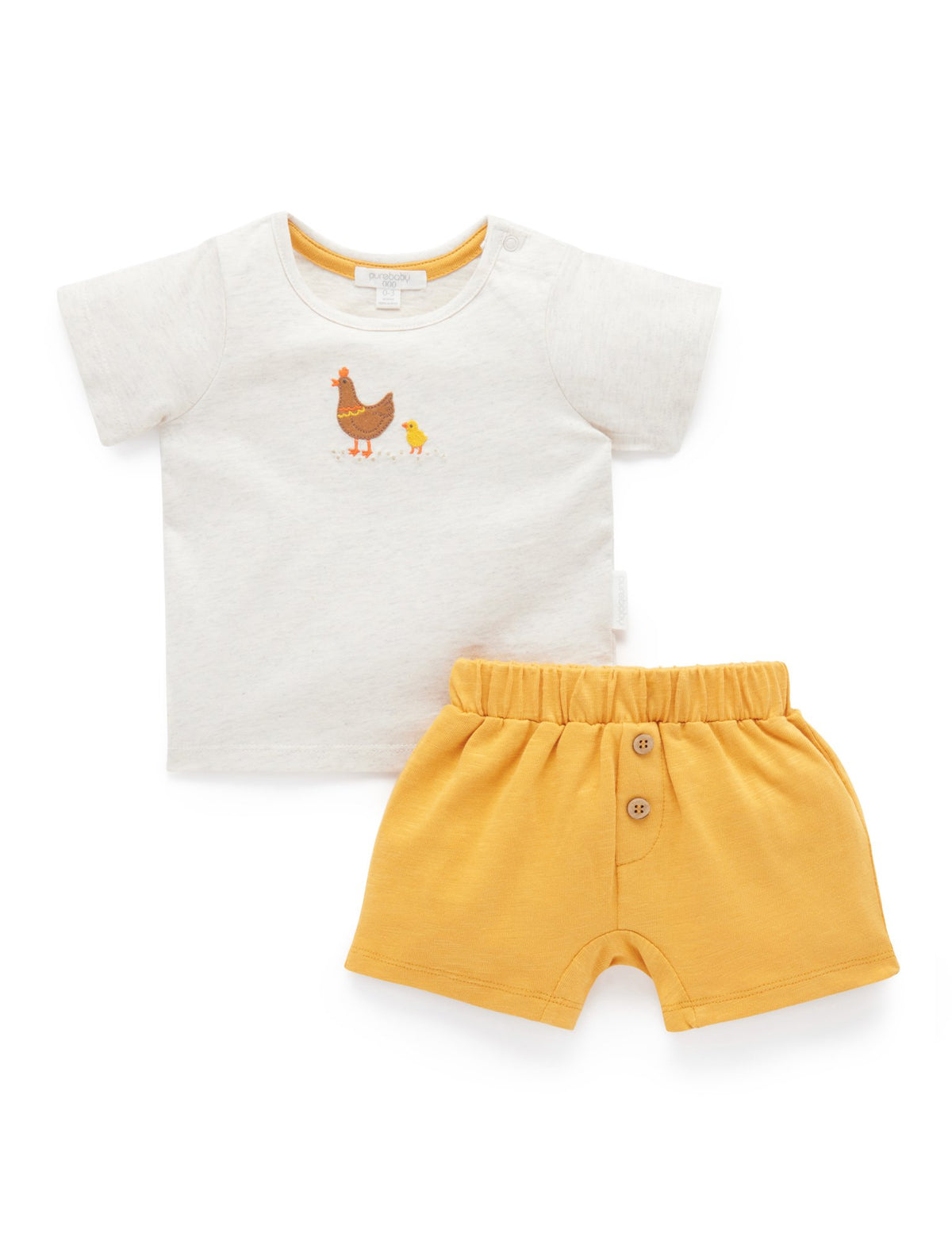 Chook Embroidered Baby Tee and Shorts | Purebaby Chook Set — the baby ...